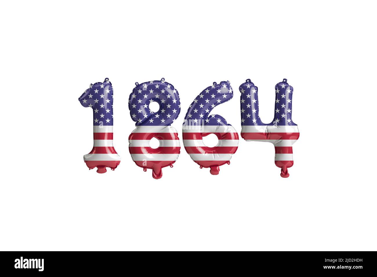 3d illustration of 1864 balloon with USA flag colors isolated on white ...