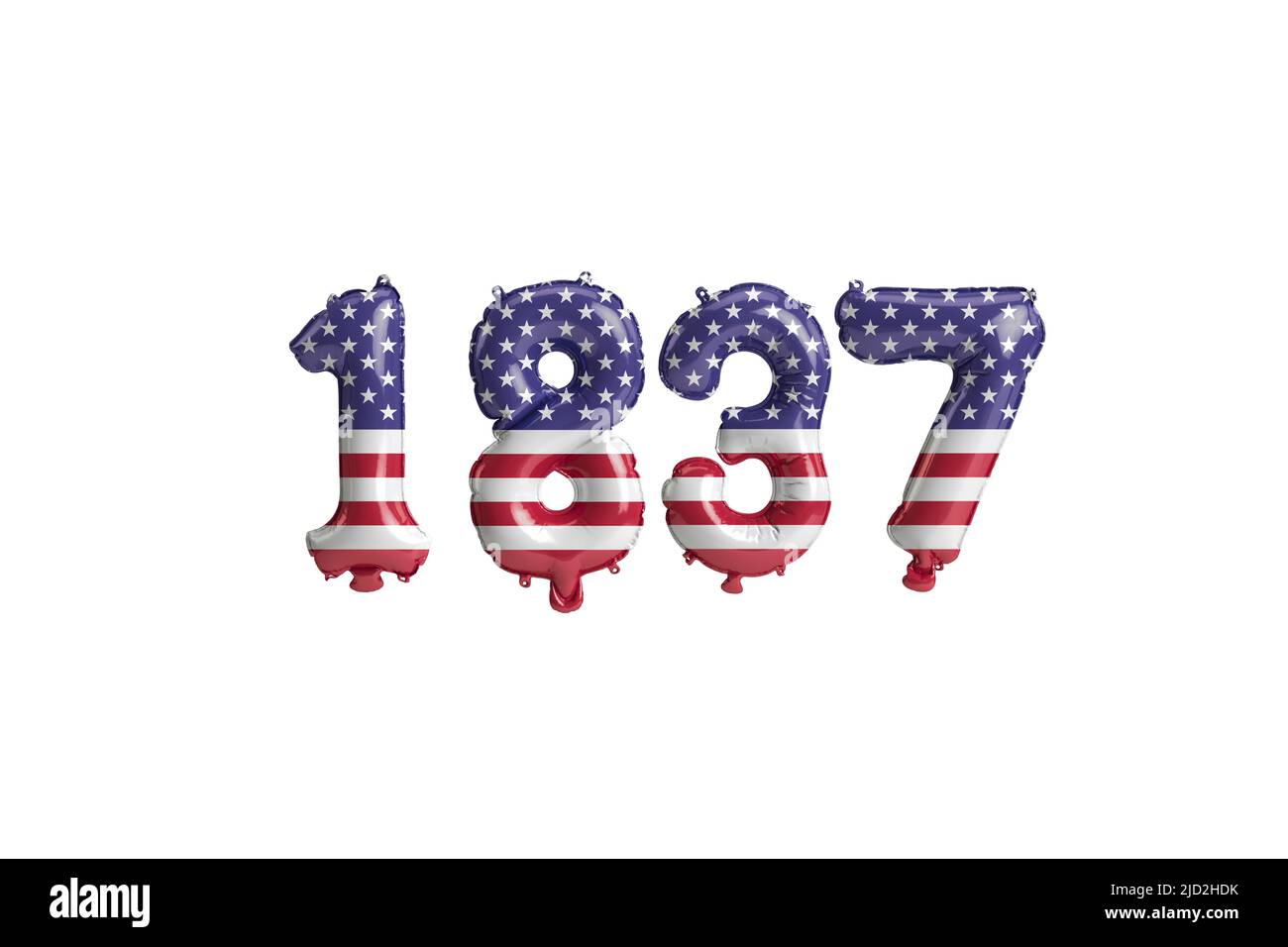 3d illustration of 1837 balloon with USA flag colors isolated on white ...