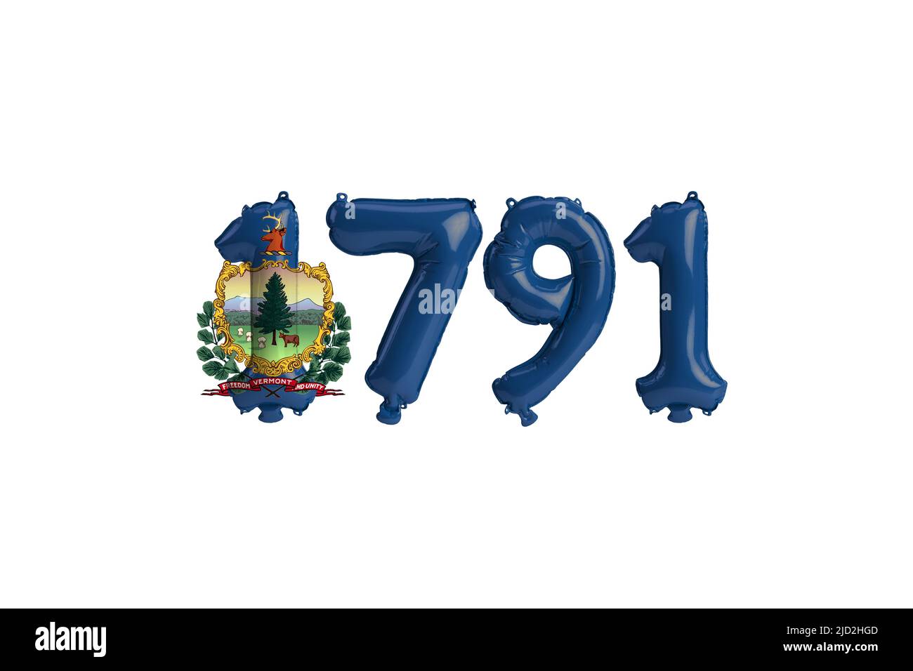 3d illustration of 1791 balloon with vermont flag colors isolated on ...
