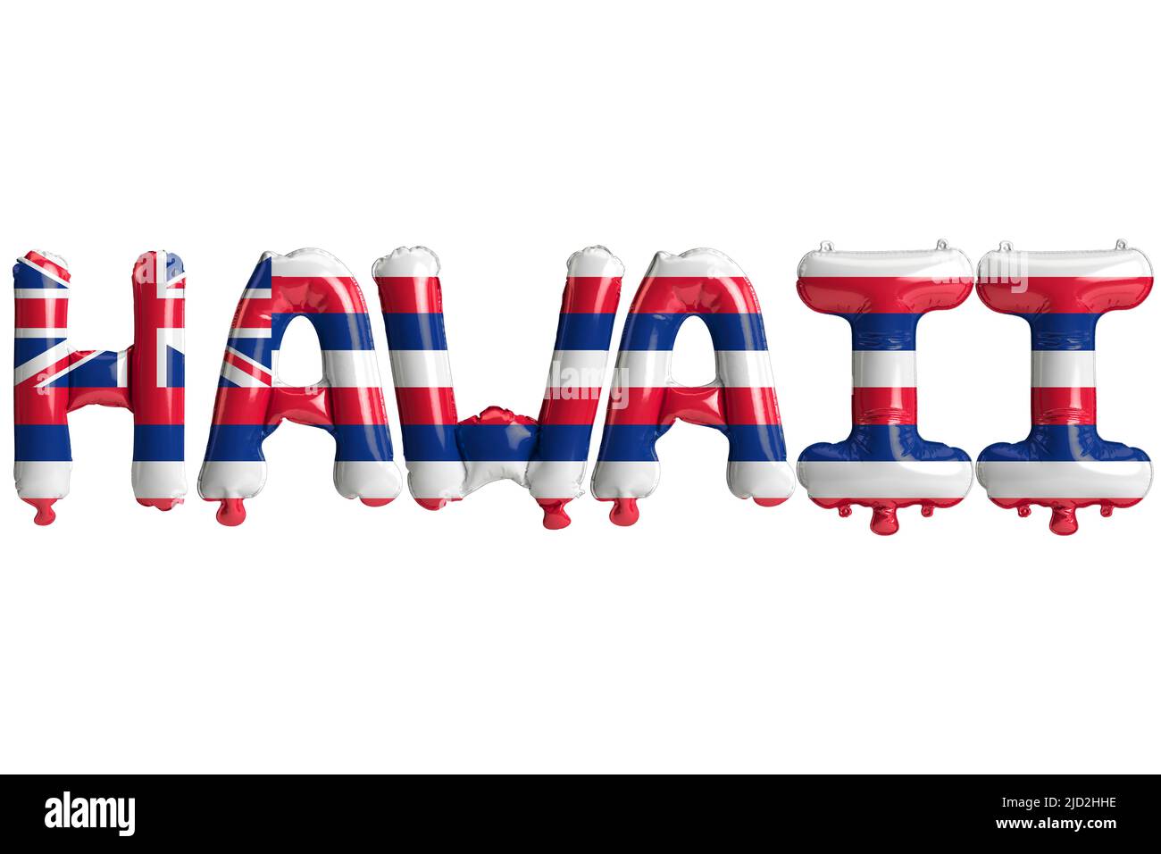 3d illustration of hawaii-letter balloons with state flag colors ...