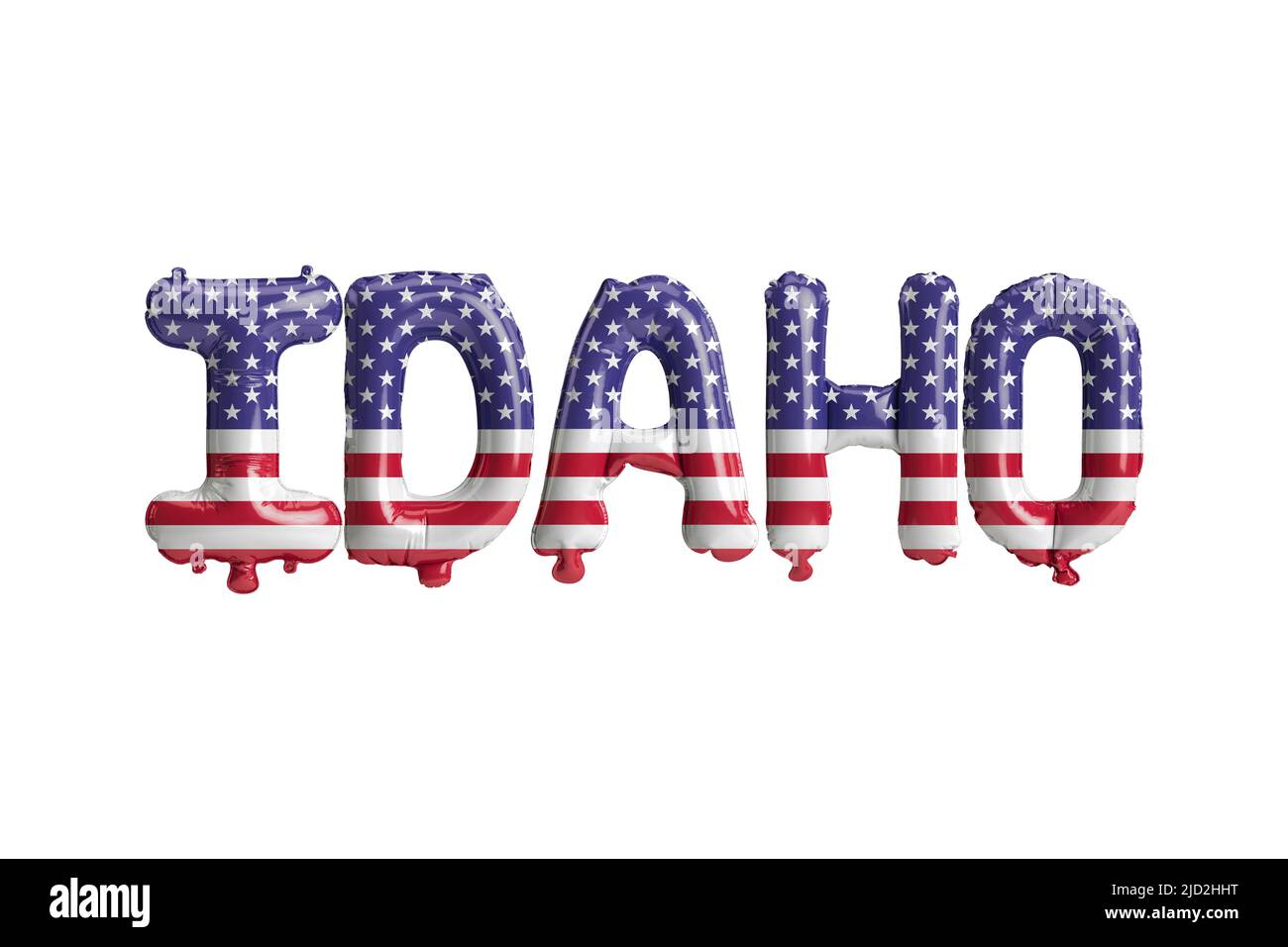 3d illustration of idaho-letter balloons with usa flag colors isolated ...