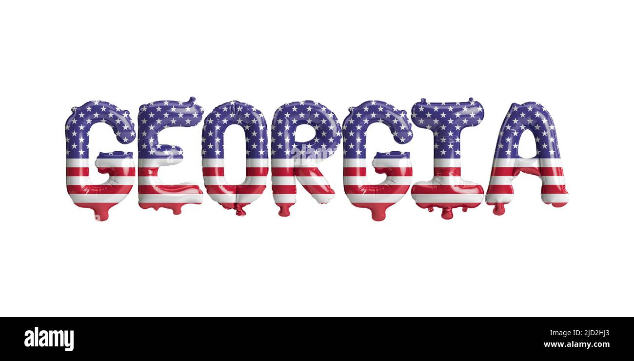 3d illustration of georgia-letter balloons with usa flag colors ...