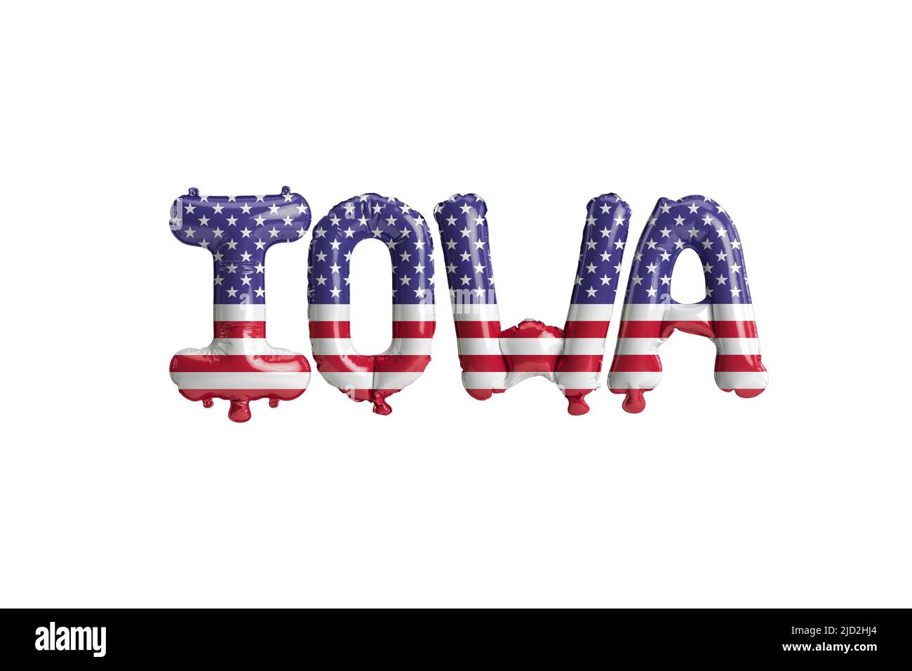 3d illustration of iowa-letter balloons with usa flag colors isolated ...
