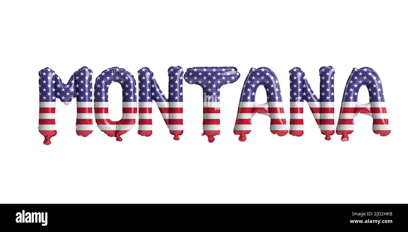 3d illustration of montana-letter balloons with usa flag colors ...