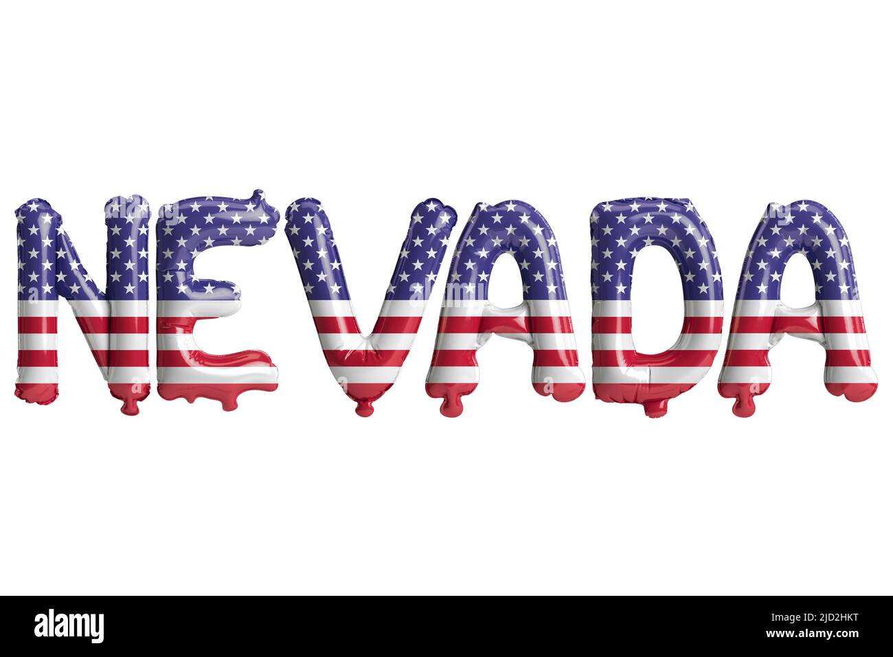 3d illustration of nevada-letter balloons with usa flag colors isolated ...