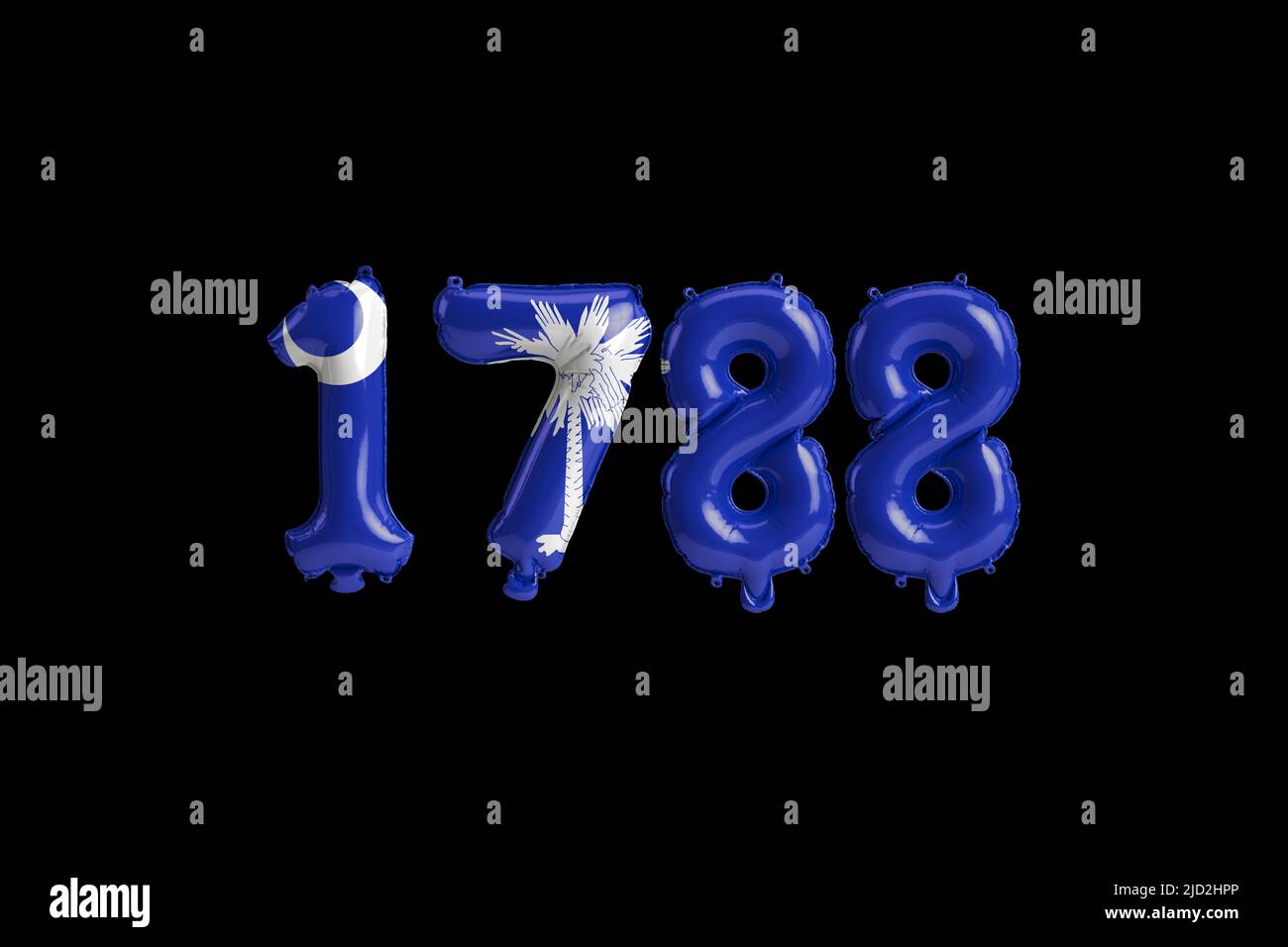 3d illustration of 1788 balloon with south carolina flag colors ...