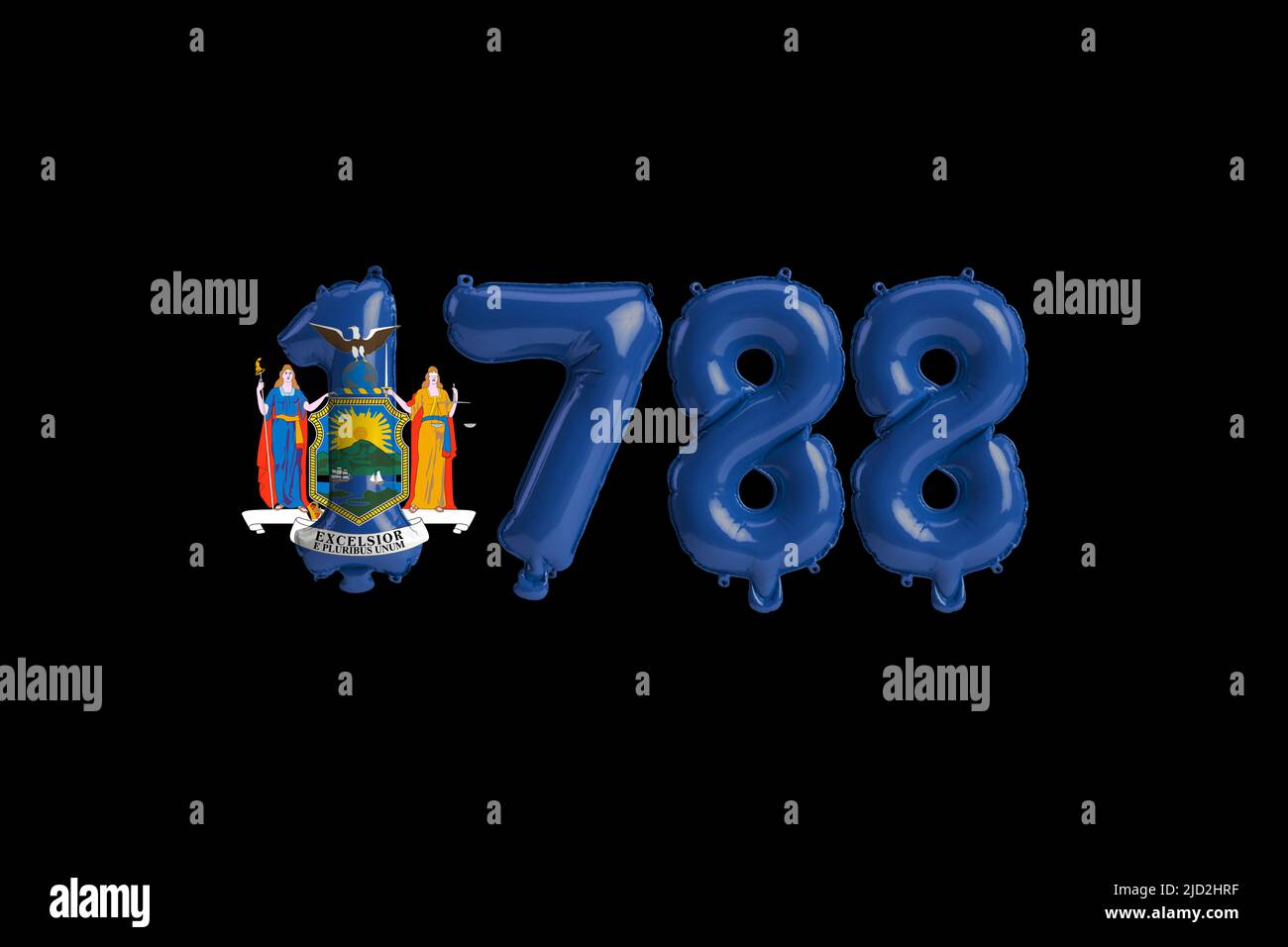 3d illustration of 1788 balloon with new york flag colors isolated on ...