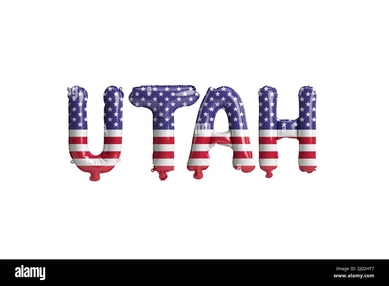 3d illustration of utah-letter balloons with usa flag colors isolated ...