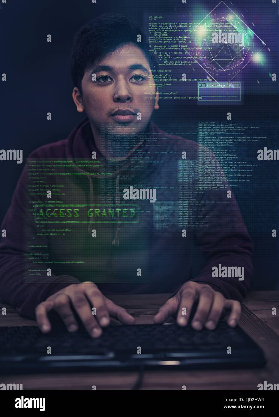 Shot of a young man looking up at messages on a virtual screen - ALL ...