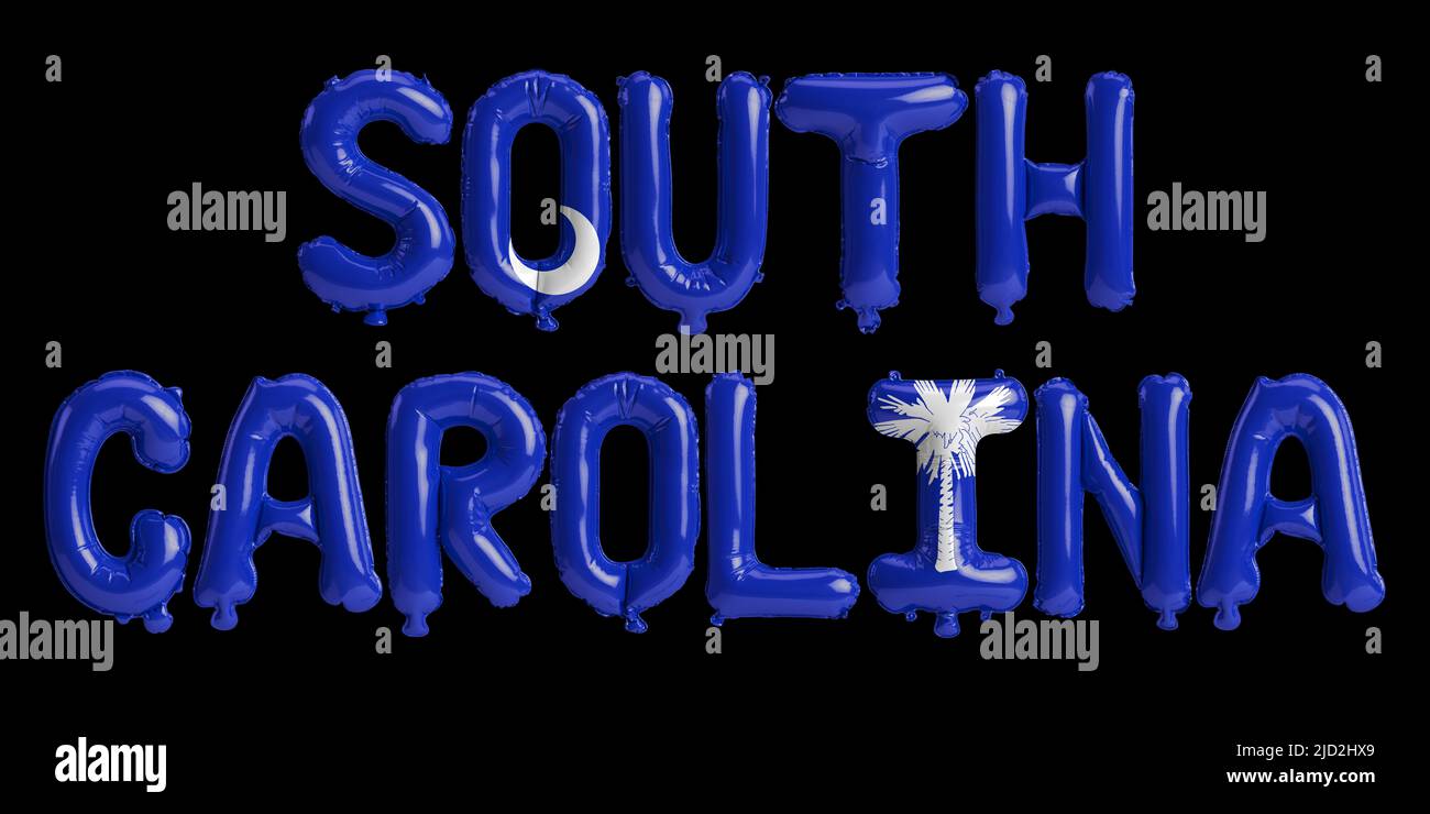 3d illustration of south carolina-letter balloons with state flag ...