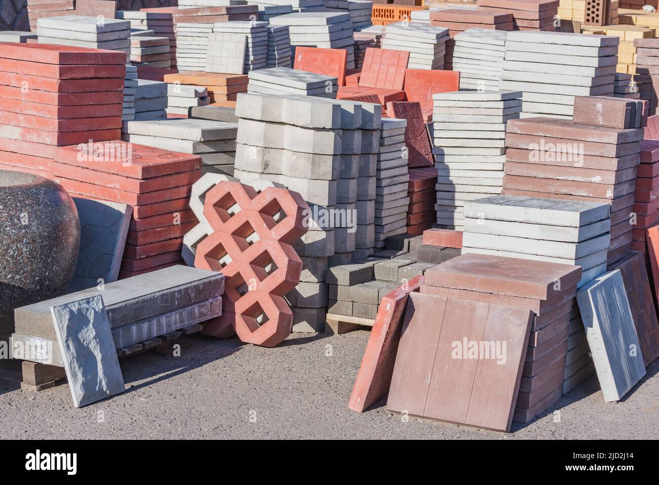 Concrete tile by the construction market shop Stock Photo - Alamy