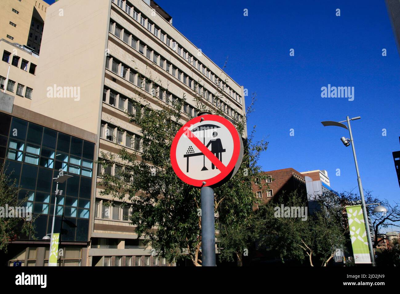 No hawkers sign and buildings, Braamfontein, Johannesburg, Gauteng ...