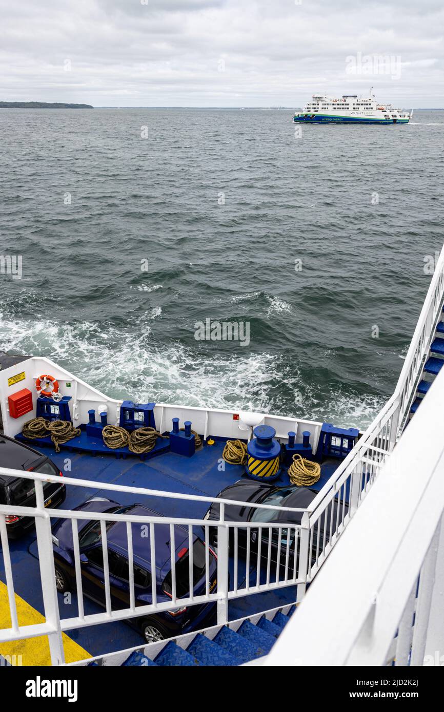 Exterior portrait view from an Isle of White ferry looking across to ...