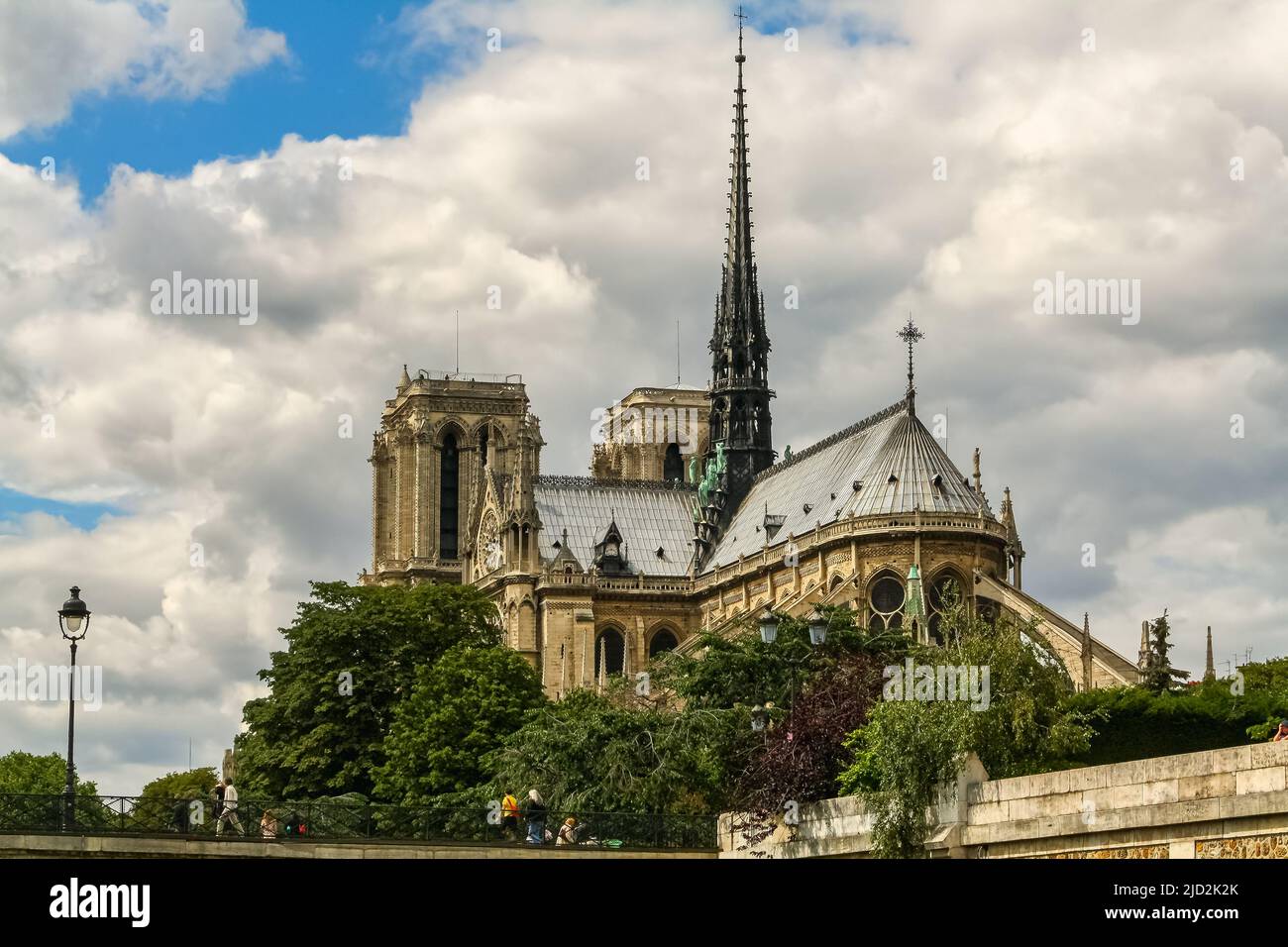 Rear view of Notre Dame Cathedral in Paris before the fire Stock Photo ...