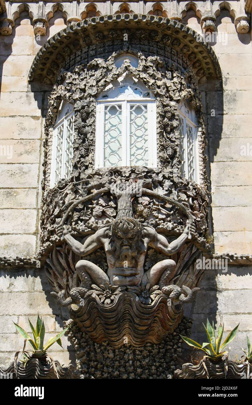 Ornate window detail in the Palace of Sintra Portugal Stock Photo - Alamy