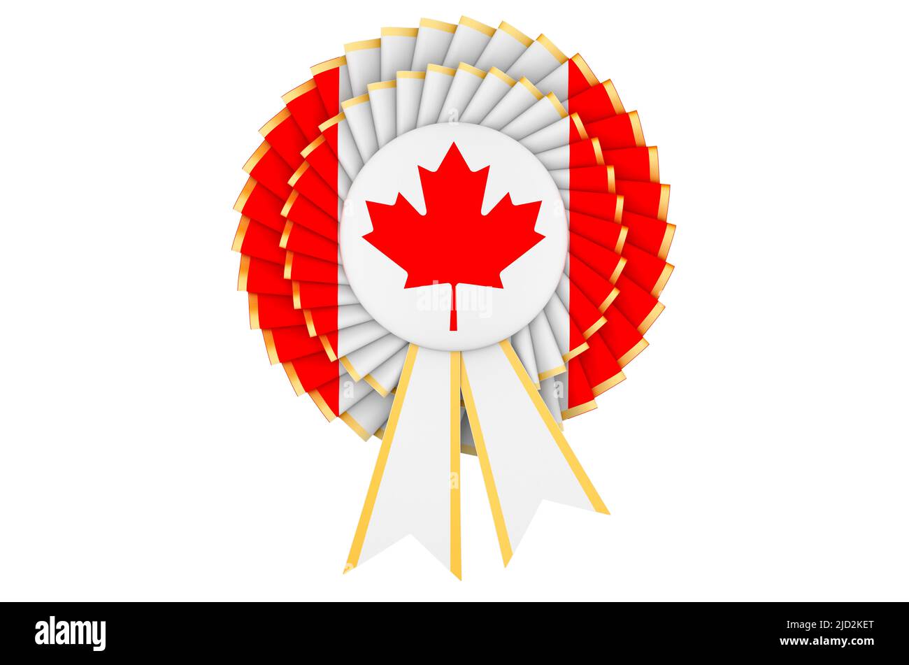 Canadian flag painted on the award ribbon rosette. 3D rendering ...