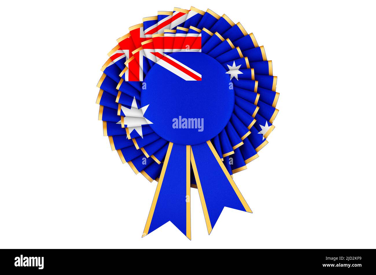 Australian flag painted on the award ribbon rosette. 3D rendering ...
