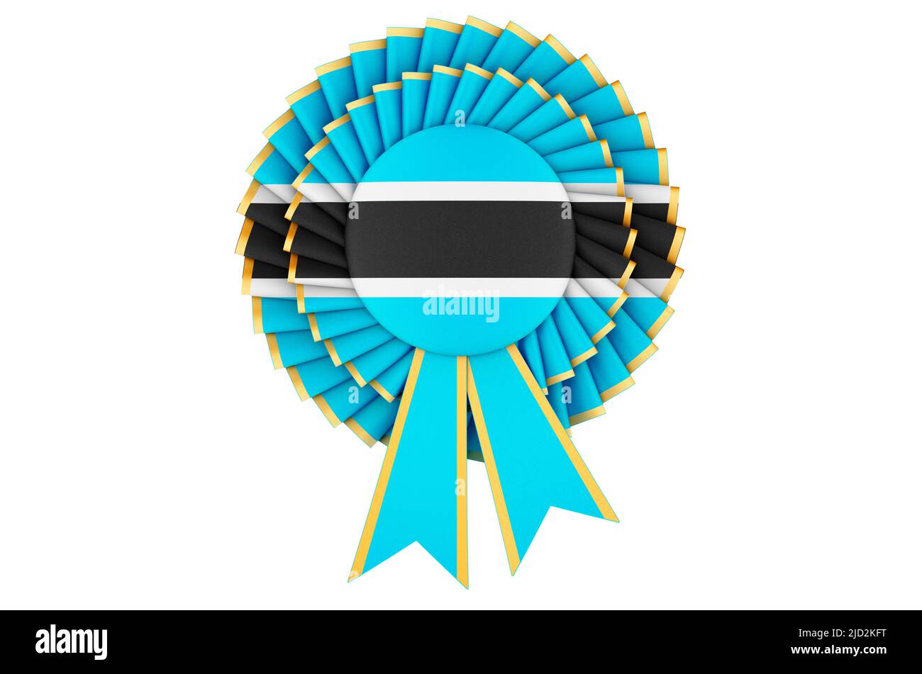 Botswanian flag painted on the award ribbon rosette. 3D rendering ...