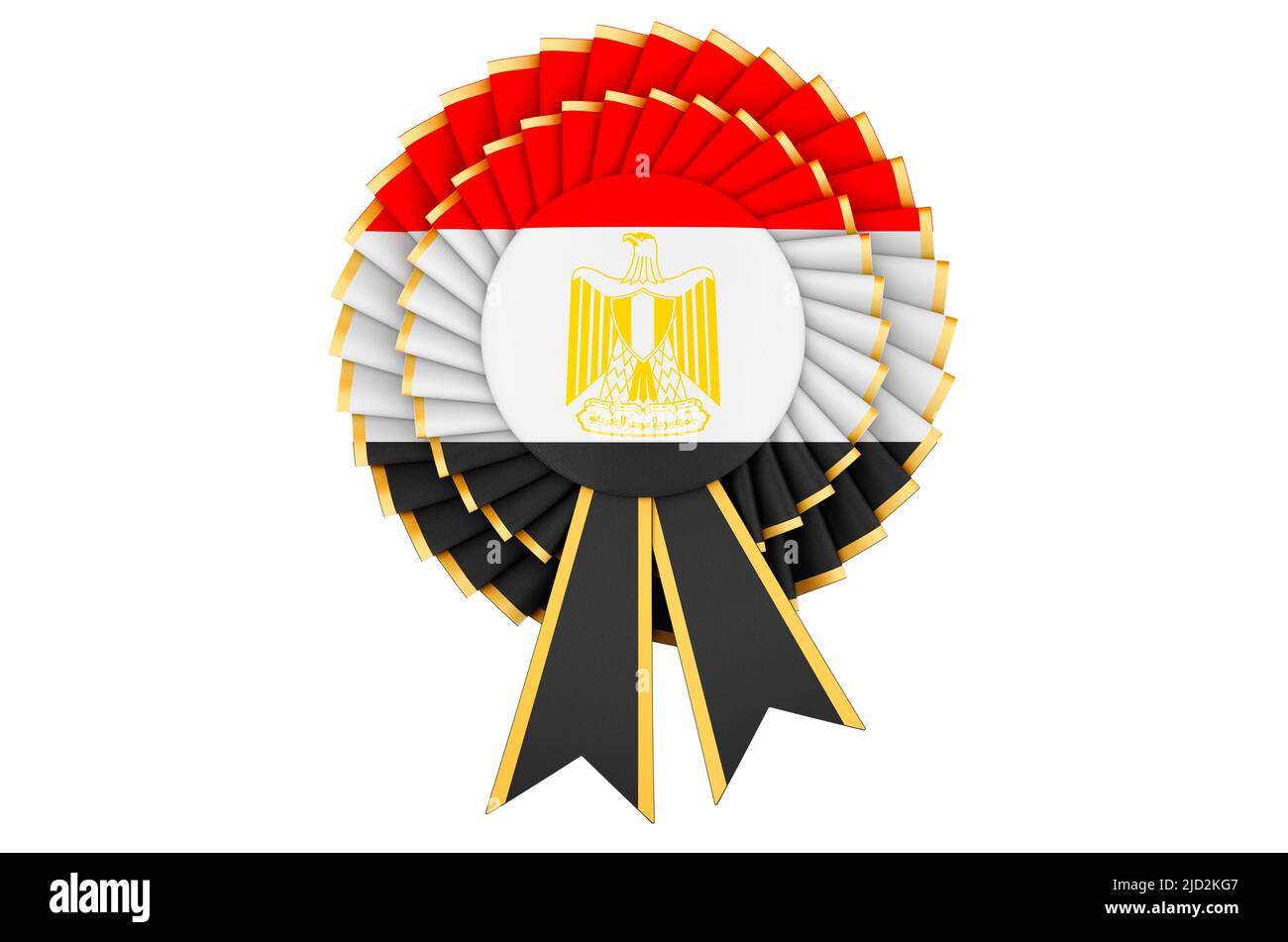 Egyptian flag painted on the award ribbon rosette. 3D rendering ...