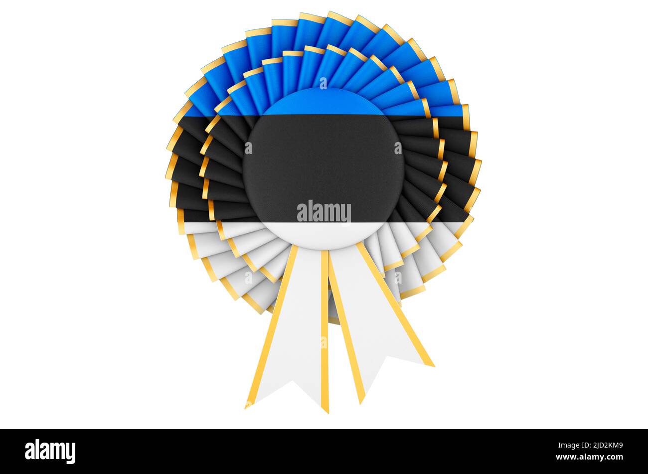 Estonian flag painted on the award ribbon rosette. 3D rendering ...