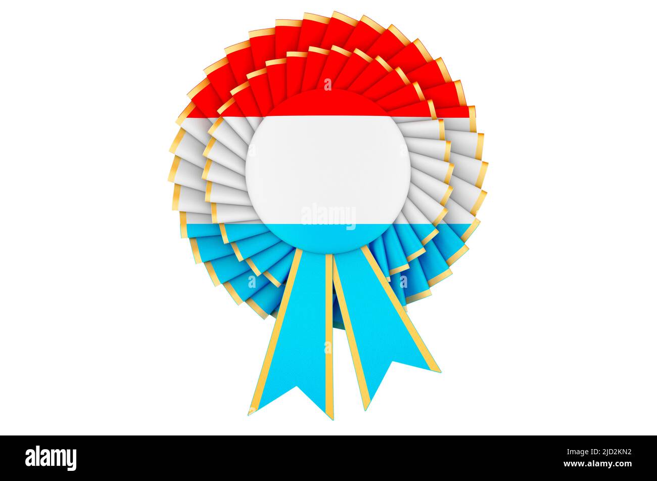 Luxembourgish flag painted on the award ribbon rosette. 3D rendering ...