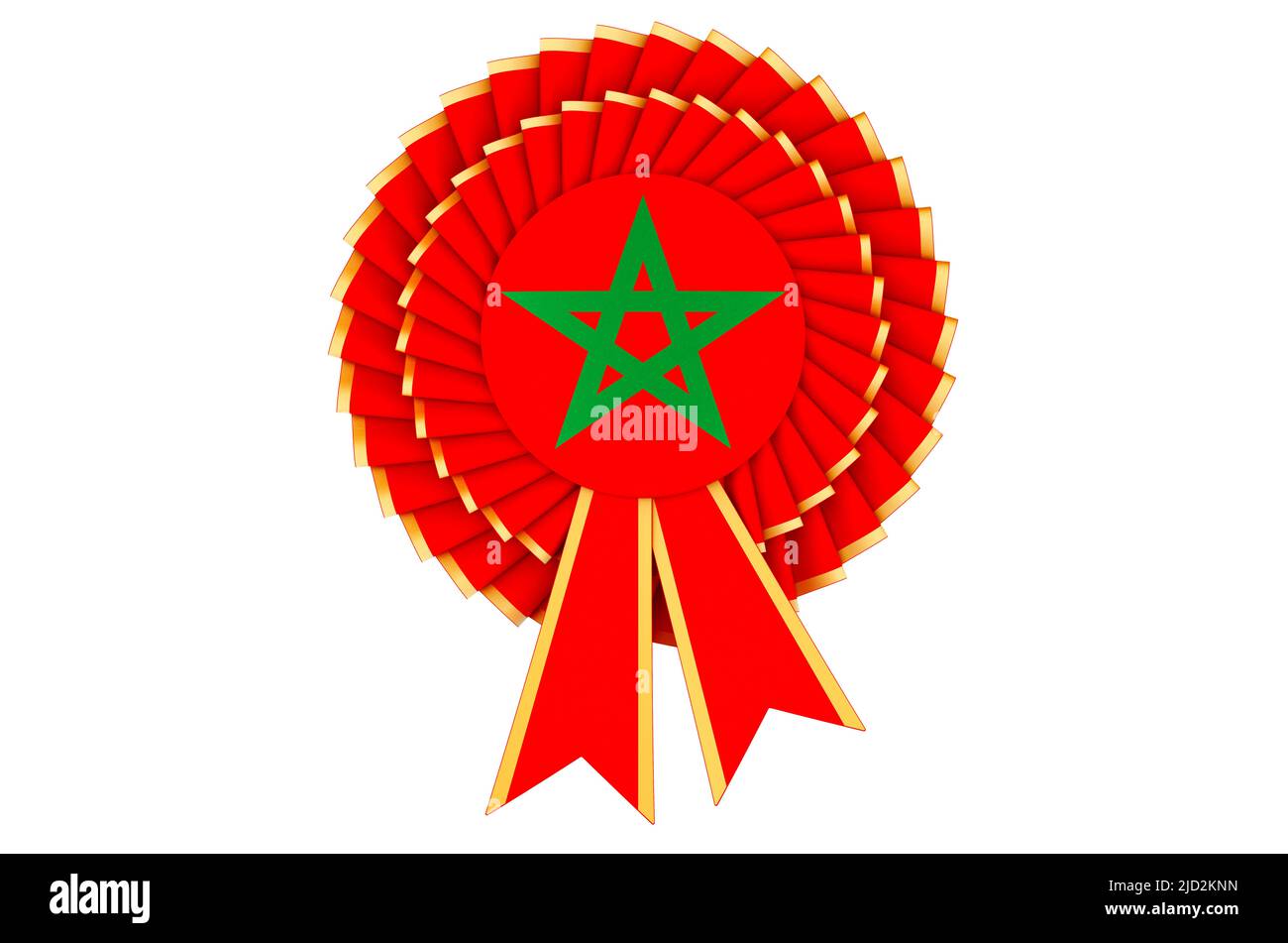Moroccan flag painted on the award ribbon rosette. 3D rendering ...