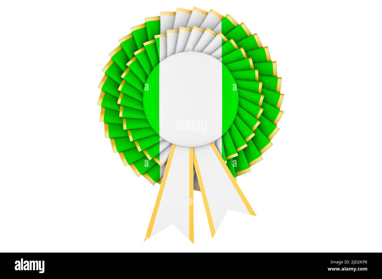 Nigerian flag painted on the award ribbon rosette. 3D rendering ...