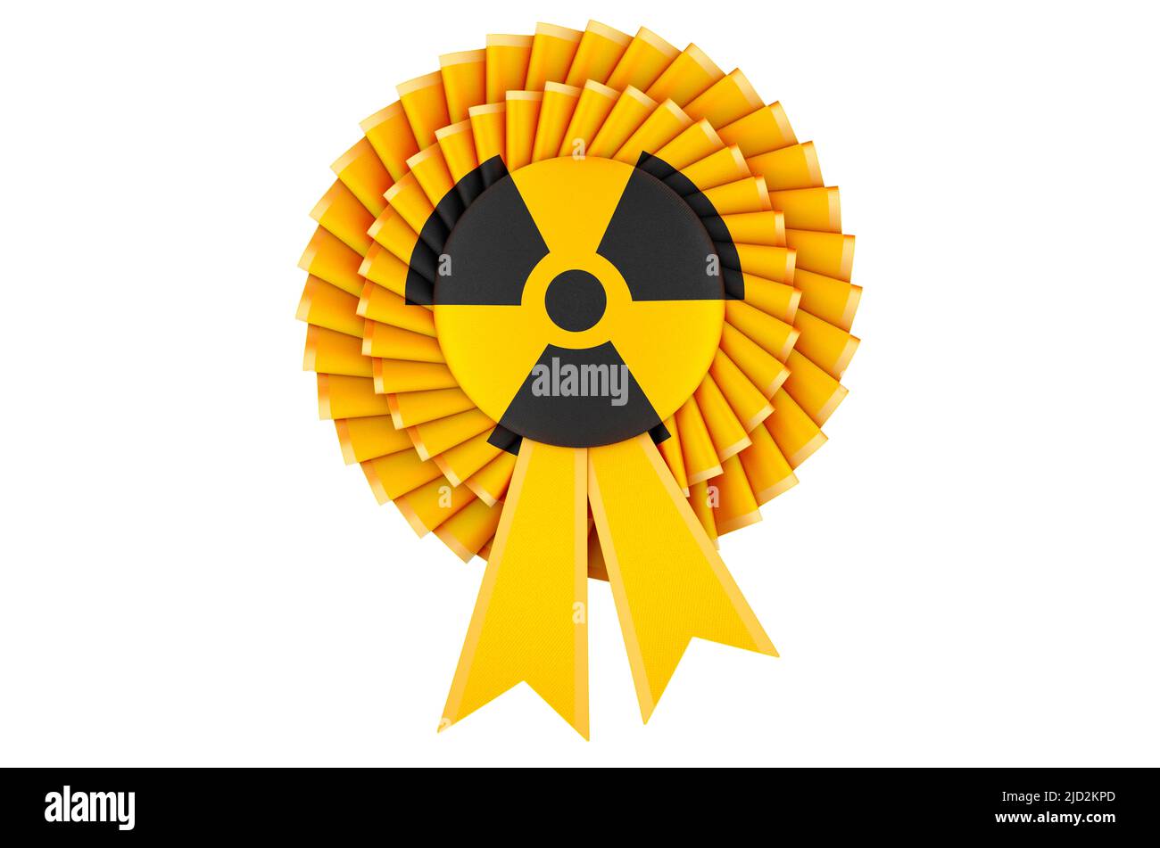 Radiation sign painted on the award ribbon rosette. 3D rendering ...