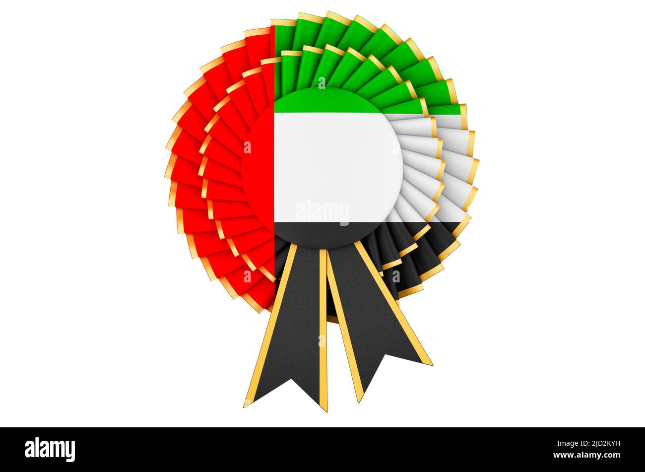 The United Arab Emirates flag painted on the award ribbon rosette. 3D ...