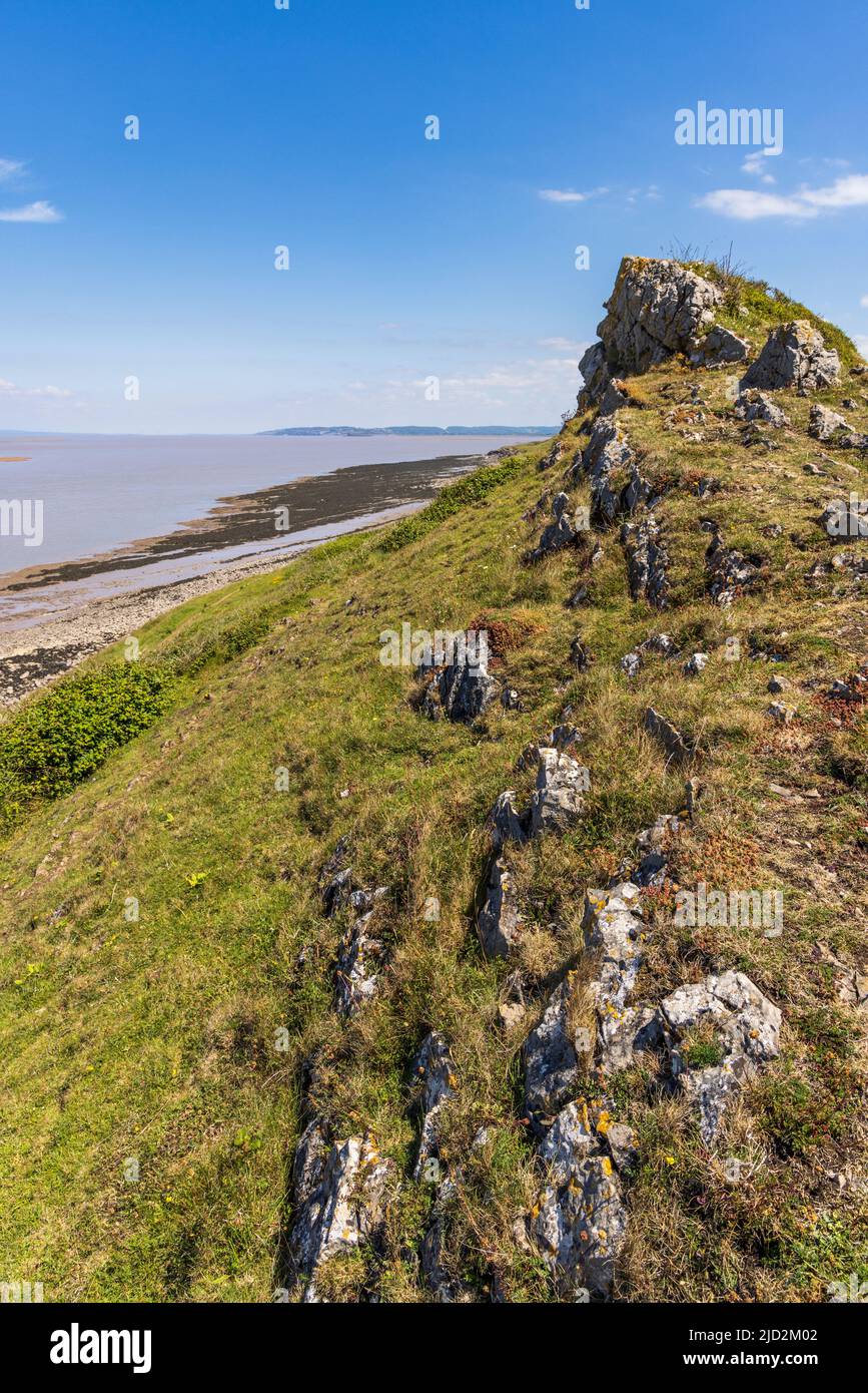Looking east from Sand Point on the Bristol Channel with Clevedon in ...
