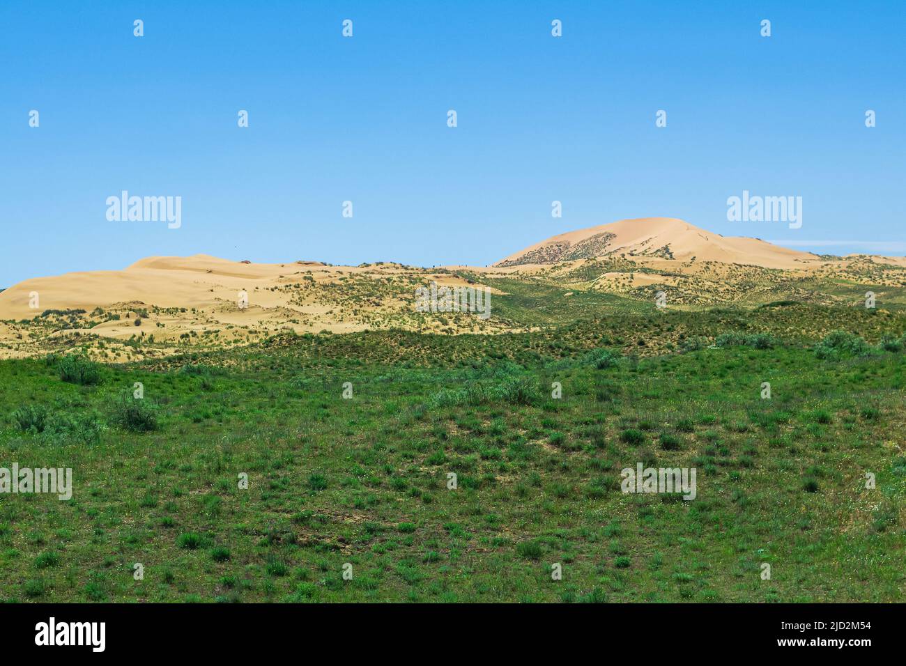 semi-desert landscape in the vicinity of the Sarykum sand dune Stock ...