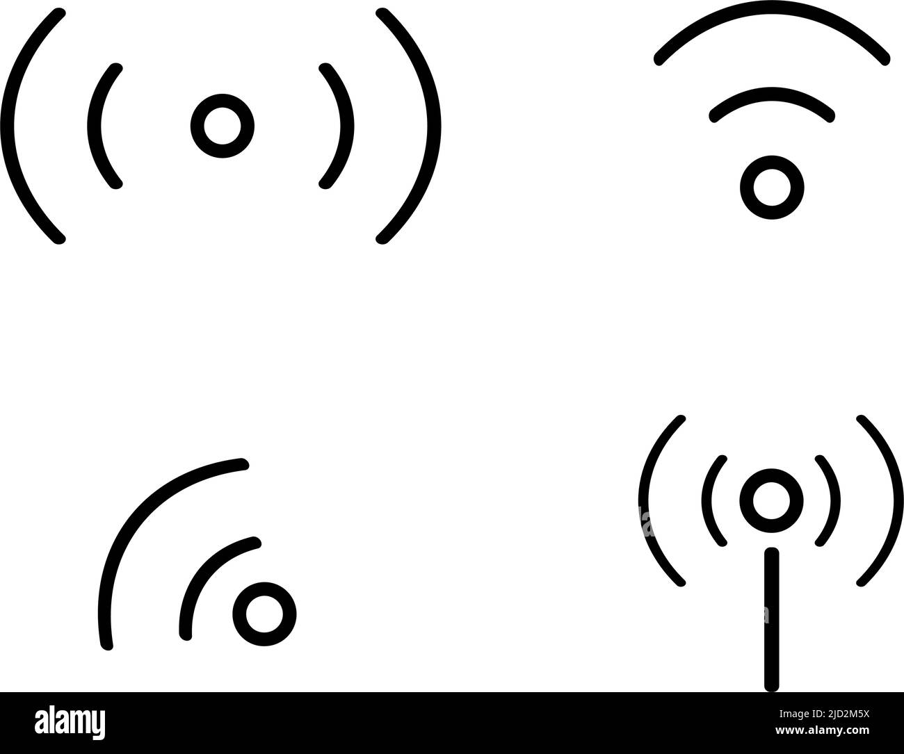 Icon set of cellular or Wi-Fi radio wave icons and radio wave antennas ...