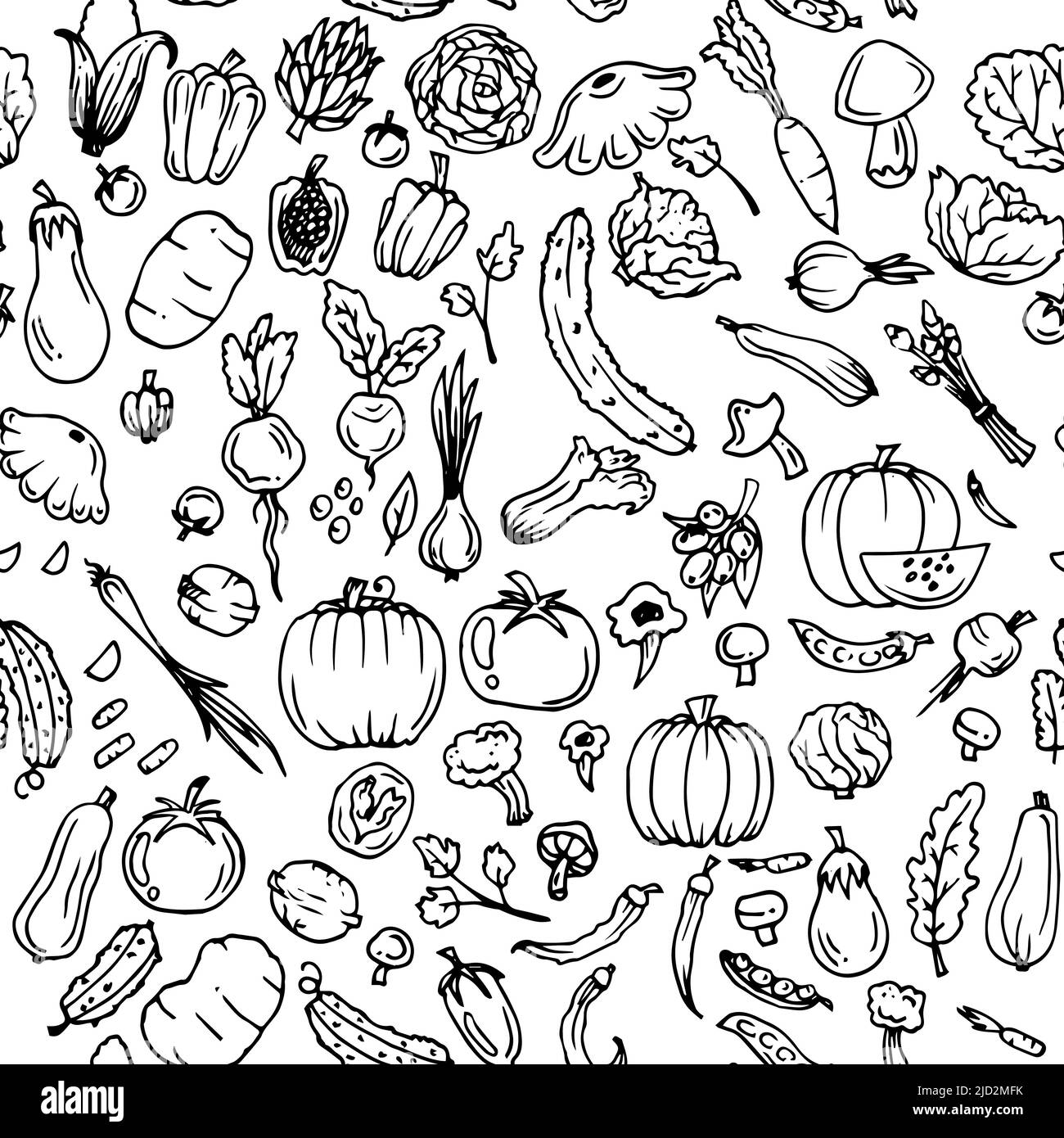 Broccoli seamless doodle pattern Black and White Stock Photos & Images ...