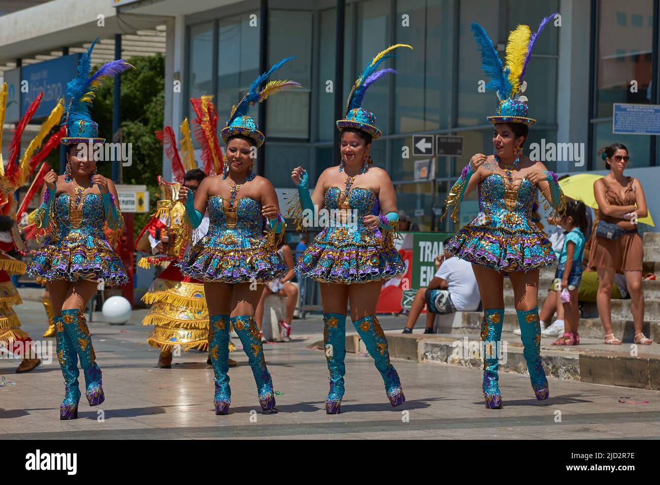 Morenada Dance Group dressed in ornate costumes performing during a ...