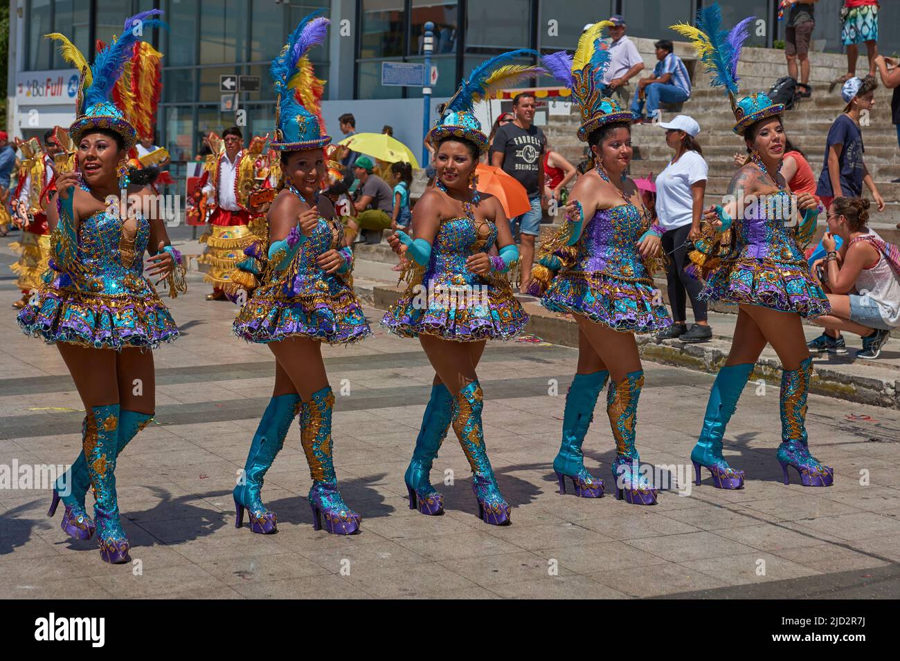 Morenada Dance Group dressed in ornate costumes performing during a ...