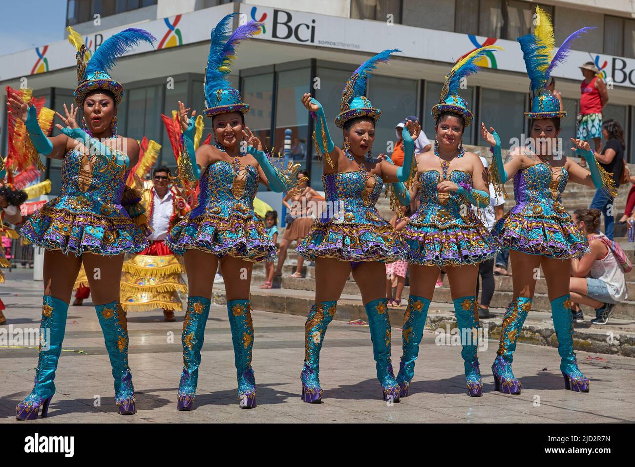 Morenada Dance Group dressed in ornate costumes performing during a ...