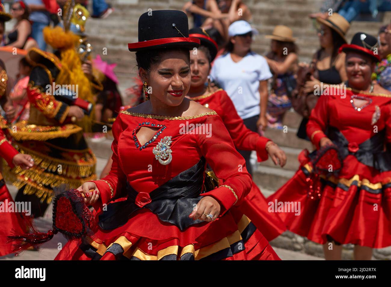 Morenada Dance Group dressed in ornate costumes performing during a ...