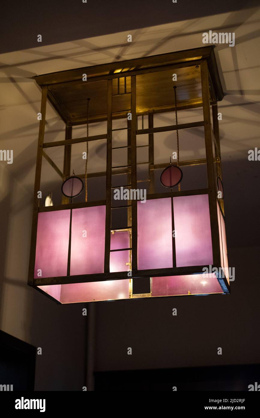 Lighting fixture in the interior of The Hill House, designed in British ...