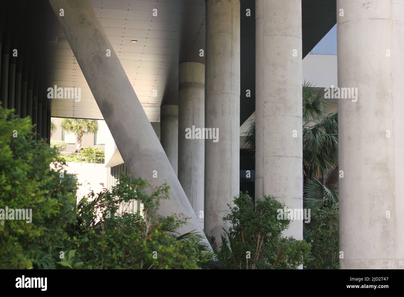 Simple modern colonnade of concrete columns in a tropical garden Stock ...