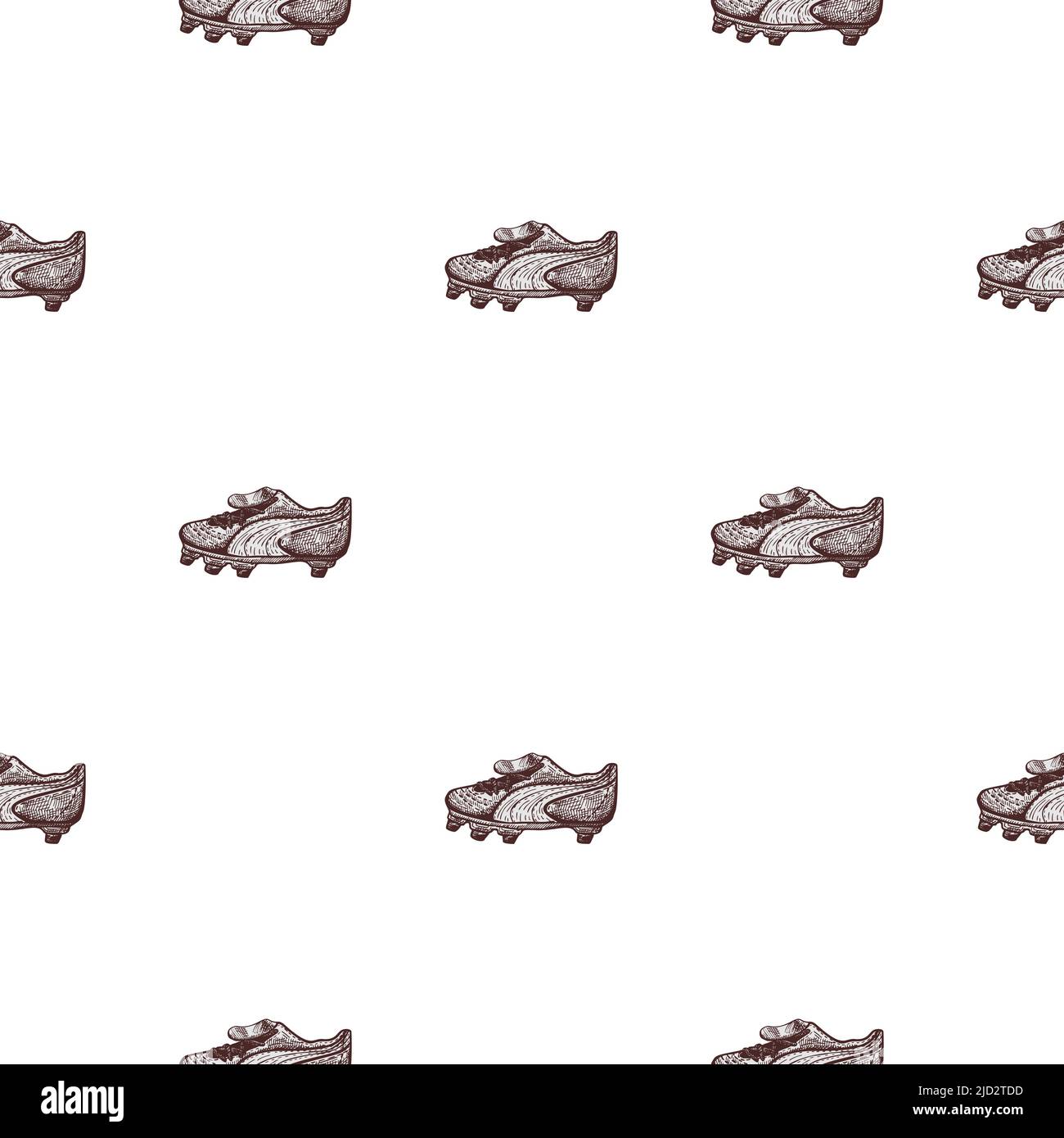Football boots engraving seamless pattern. Vintage background sport ...
