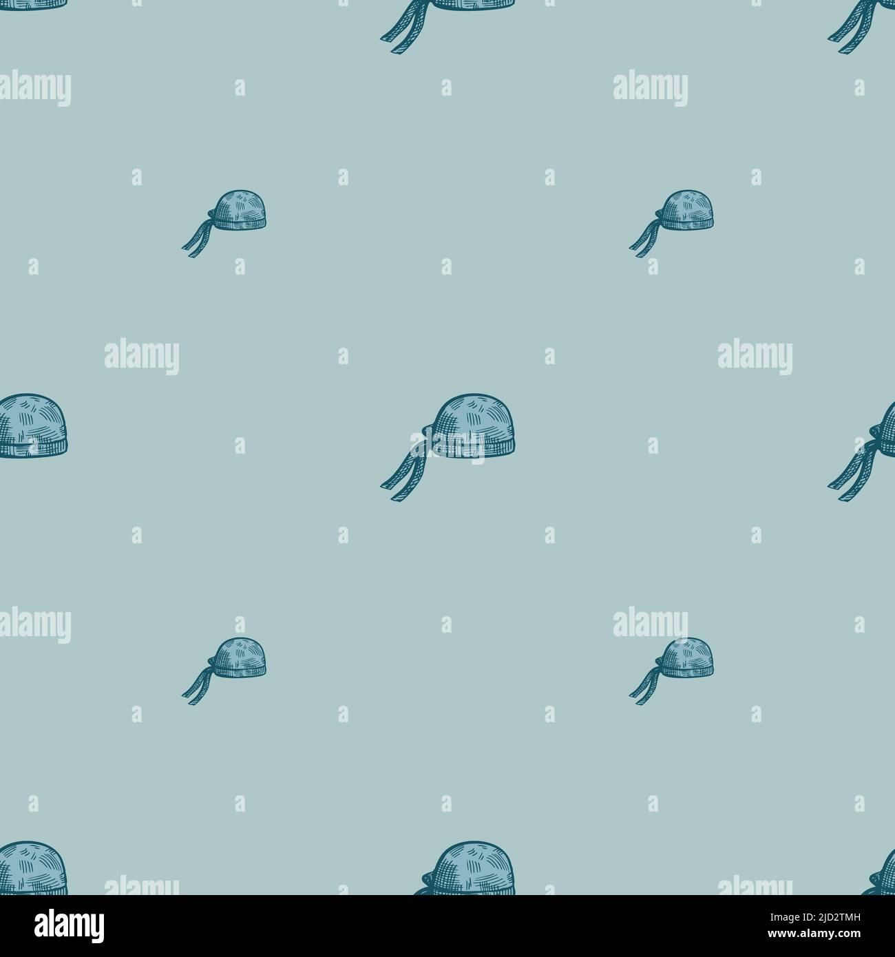 Bandana chef hat seamless pattern engraving. Vintage cooking background ...