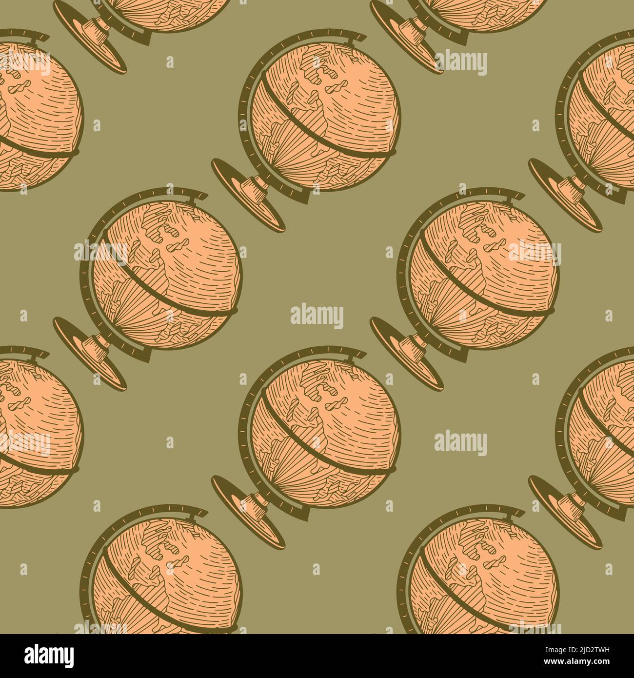 The globe engraved seamless pattern. Vintage background old atlas earth ...
