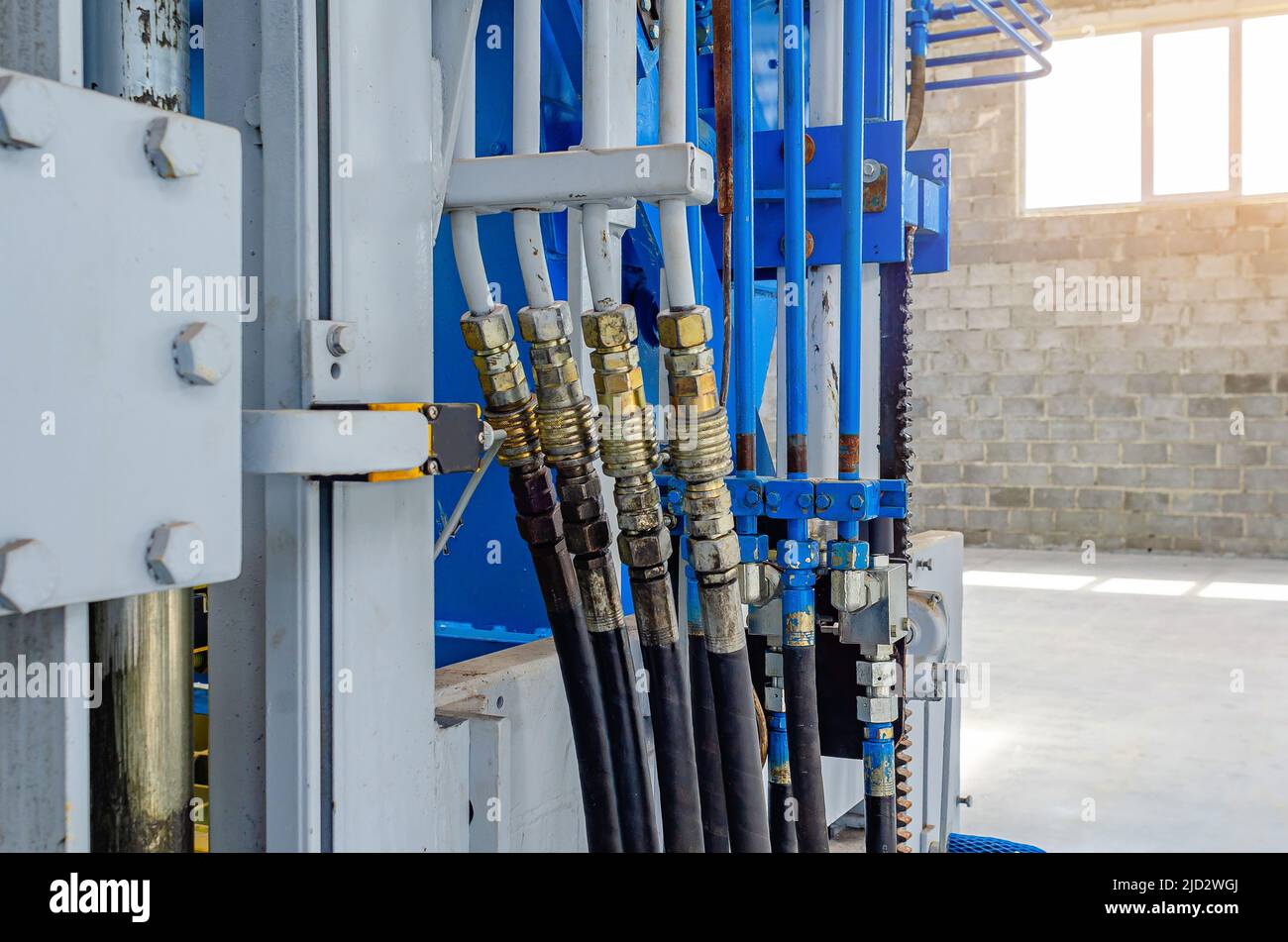 Connection of pipes. Part of production equipment. Hoses, pipes. Part ...