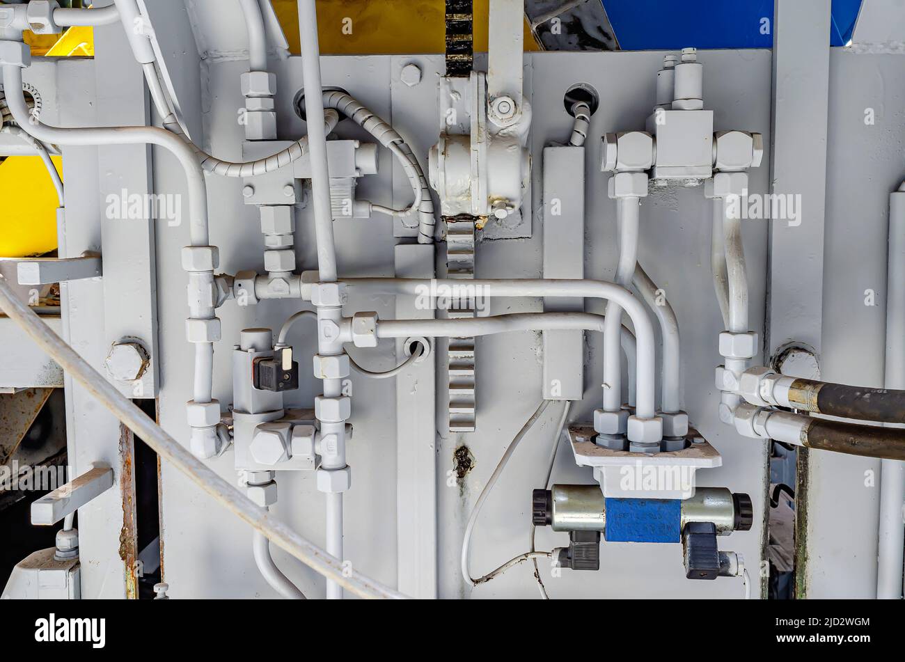 Connection of pipes. Part of production equipment. Hoses, pipes. Part ...