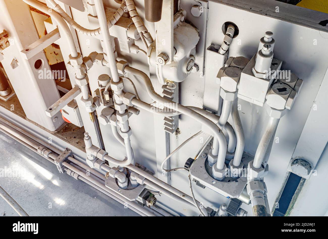 Connection of pipes. Part of production equipment. Hoses, pipes. Part ...