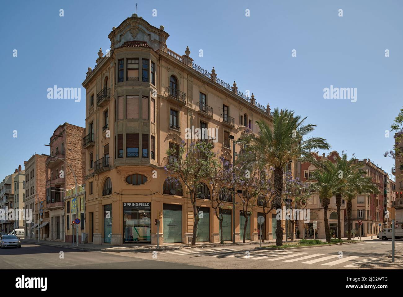 exterior window of the Springfield clothing store on the ground floor ...