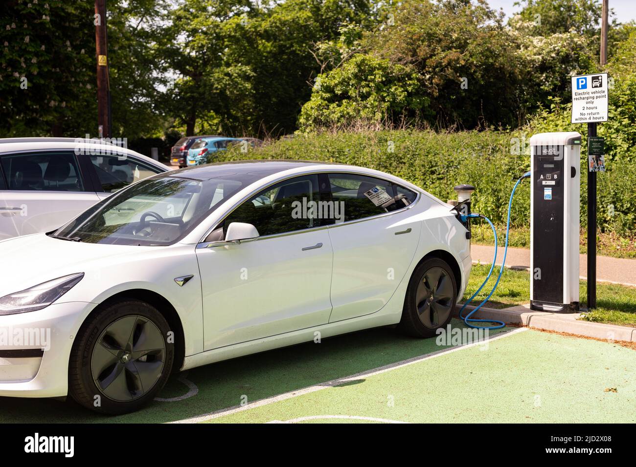 Woodbridge Suffolk UK May 18 2022: A Tesla Model 3 electric car ...