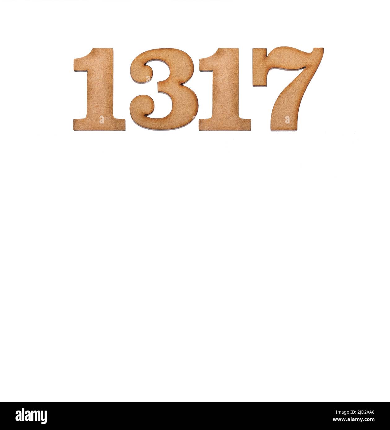 Number 1317 in wood, isolated on white background Stock Photo - Alamy