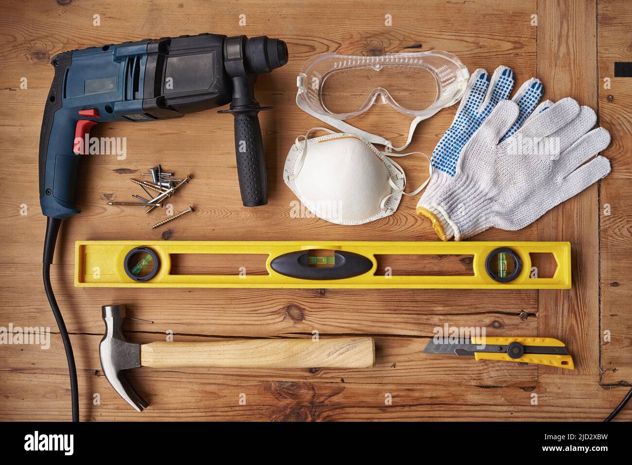 The perfect DIY kit. High angle shot of work tools Stock Photo - Alamy