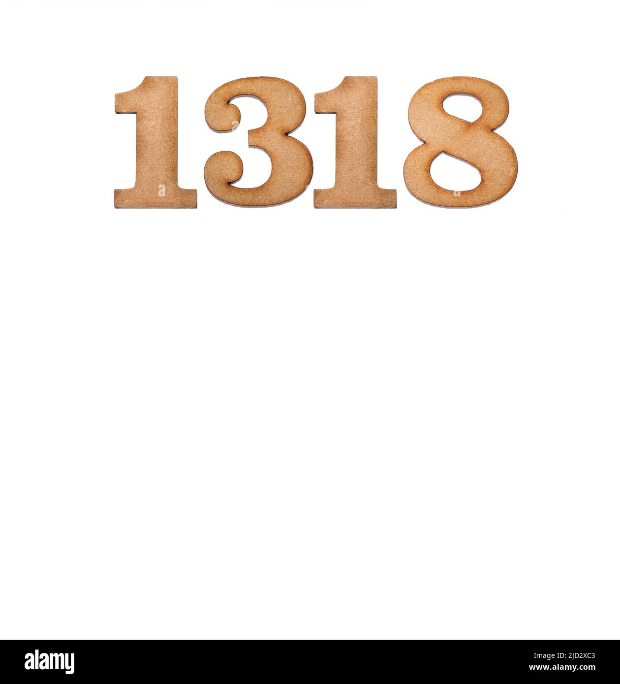 Number 1318 - Piece of wood isolated on white background Stock Photo ...